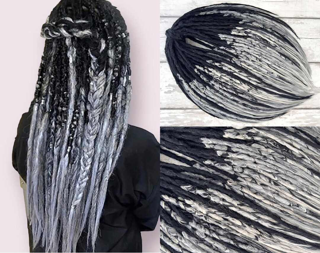 Ombre Dread Gray Locs Extension, Double End Dread Single, Cyber Dread ...