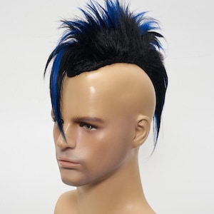 Feather Mohawk Wig, Spike Mohawk Warrior, Black Mohawk Blue, Drag ...