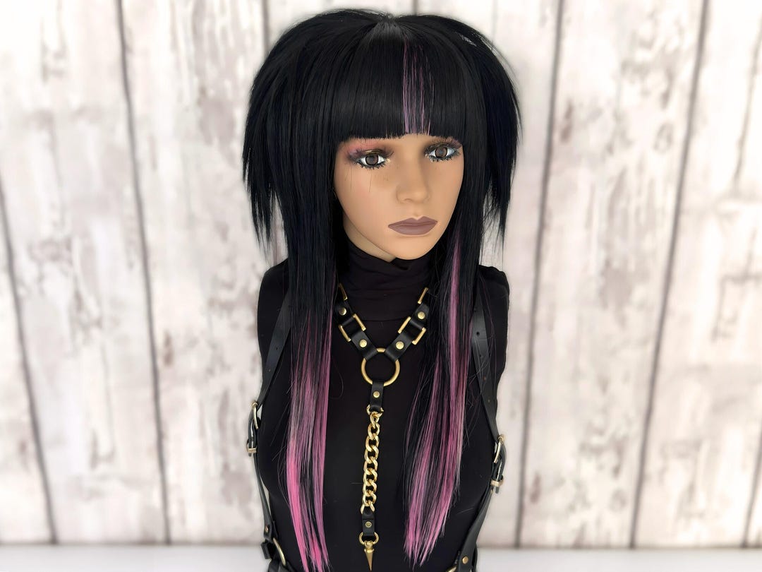 Emo Wig Scene Hair, Wolf Cut Wig Mullet, Pastel Pink Wig Black, Chinese ...
