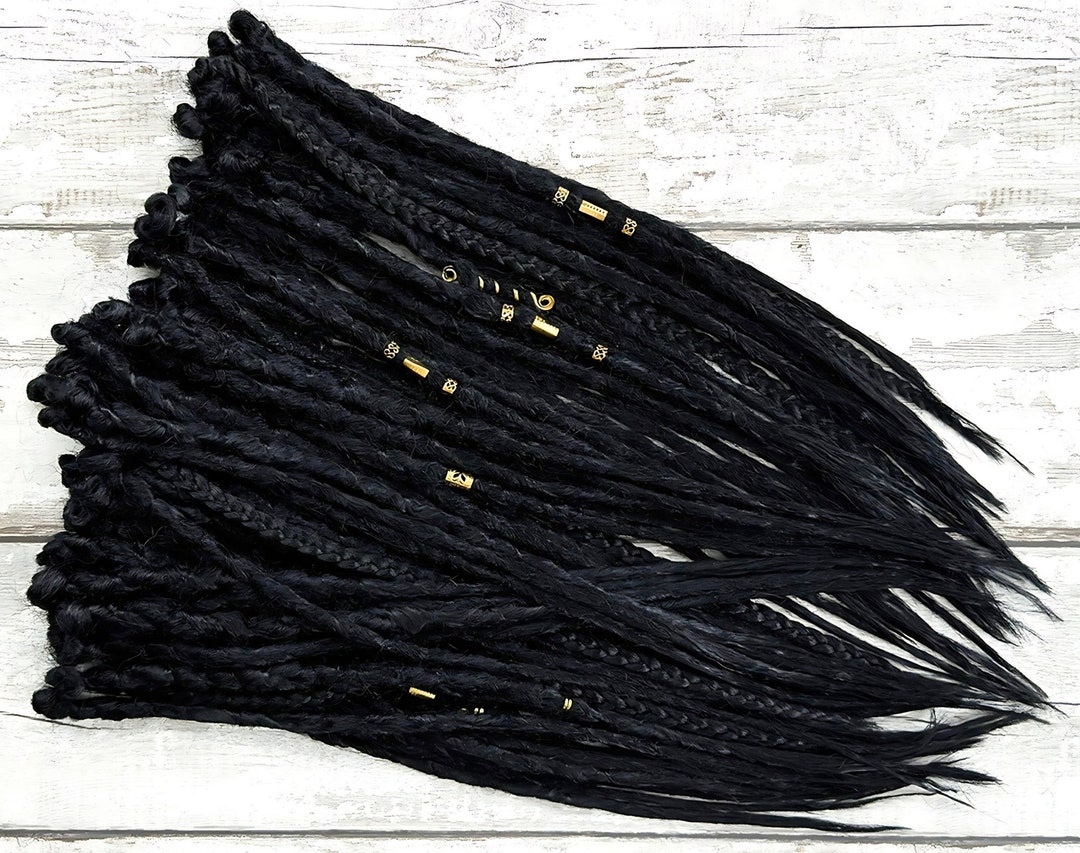Black Dreads Extensions, Crocheted Dread Loose End, Thick Dread Thin ...
