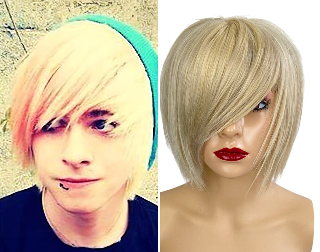 Scene EMO Wig With Bang Blond 613, Human Hair Bob Wig Styled ...