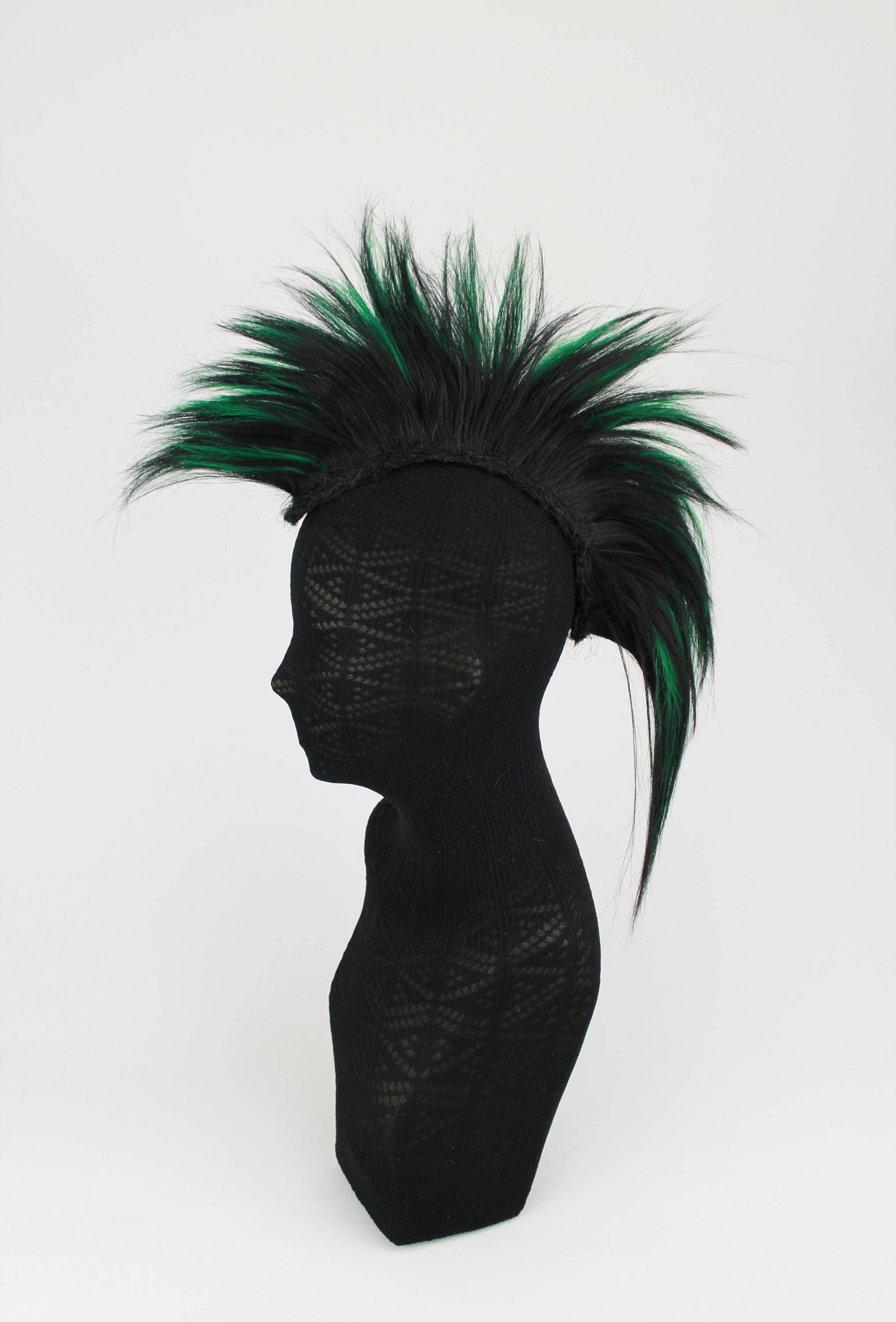Black & Green Mohawk Clip on Hair Pieces. Human Hair. | Etsy