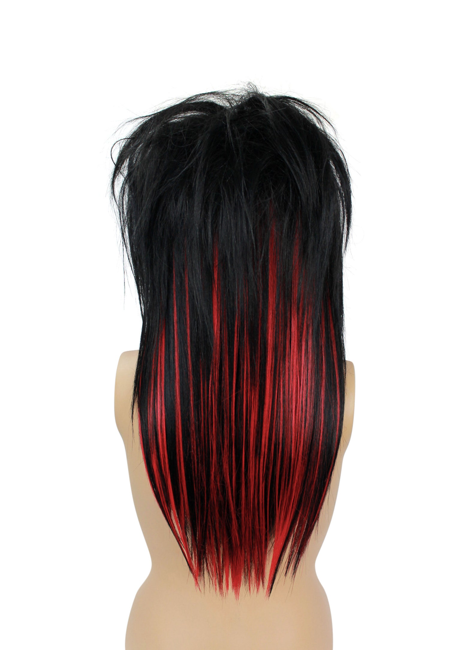 Black & Red Long Synthetic EMO Wig with Fringe 16 Inches | Etsy