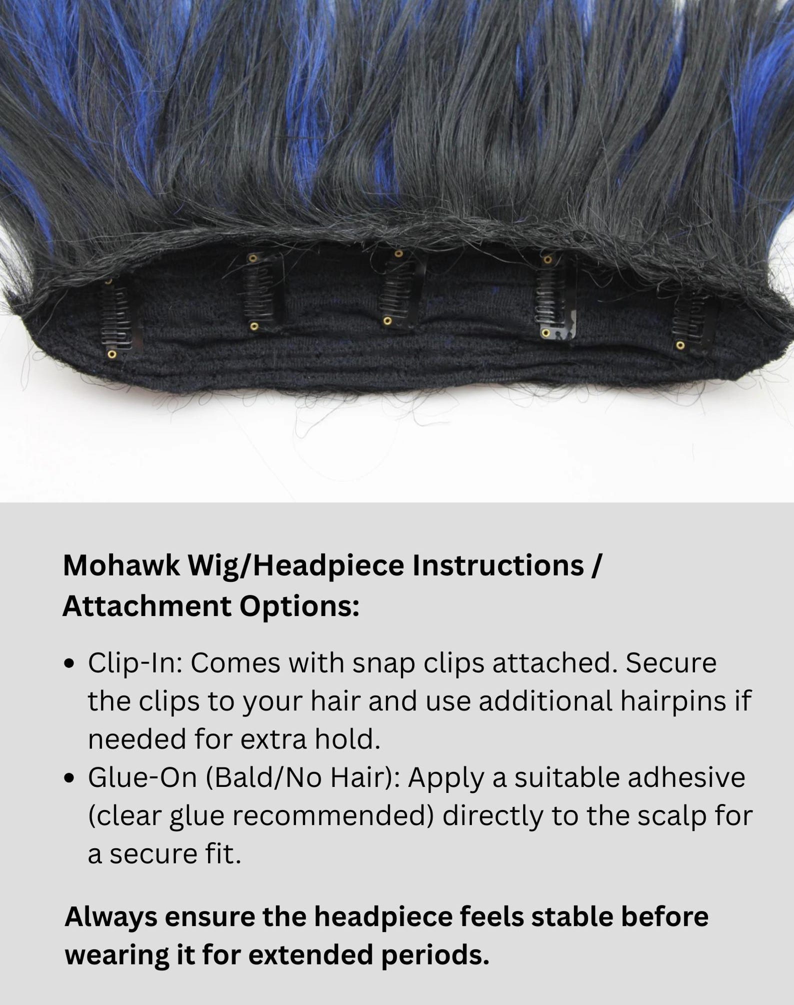 Headpiece Mohawk Wig, Spike Mohawk Warriors, Goth Wig Punk, Mohican ...