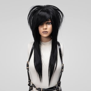 Emo Wig Scene, Cosplay Wig Commission, Jet Black Wig Straight, Bang Wig ...