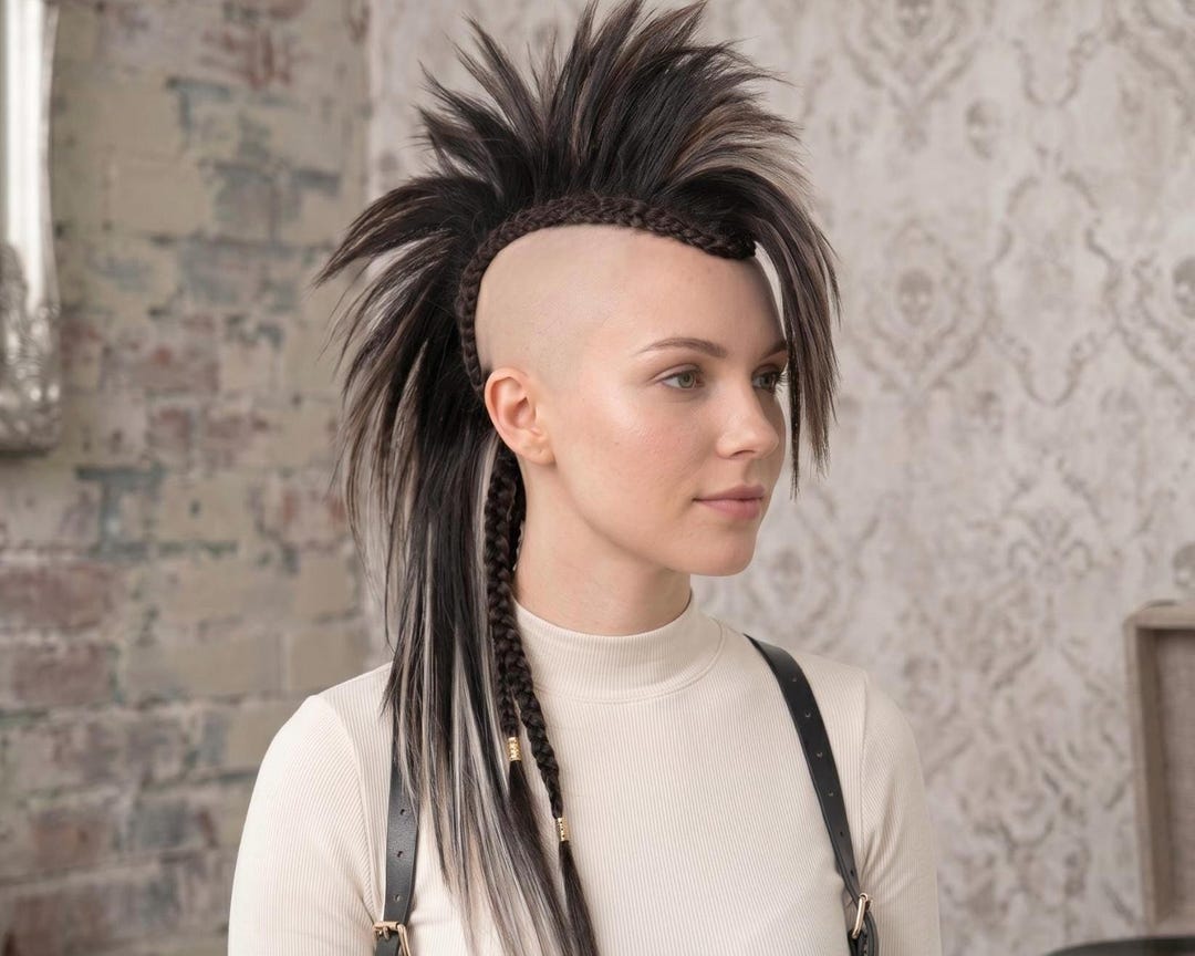 Feather Mohawk Hairpiece – Clip-in or Glue-on Spiked Mohawk Wig, Punk ...