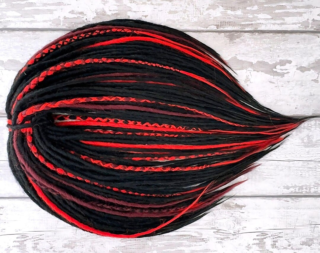 Synthetic Dread Locs Extension, Dark Red Dread Burgundy, Double End ...
