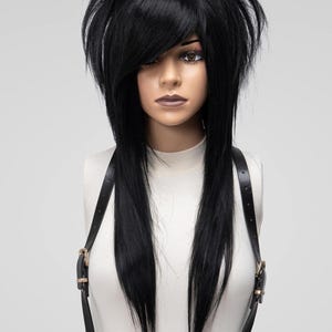 Emo Wig Scene, Cosplay Wig Commission, Jet Black Wig Straight, Bang Wig ...