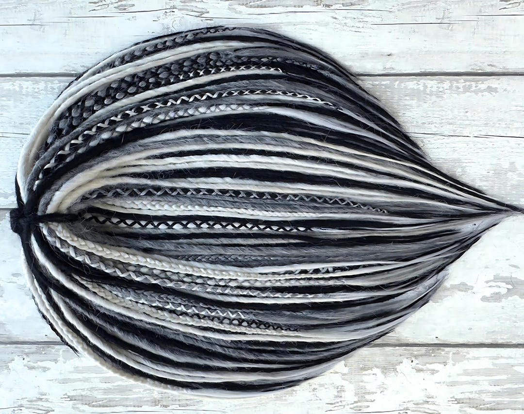 Black Dread Gray Locs Extension, Double End Dread Single, Silver Dread ...