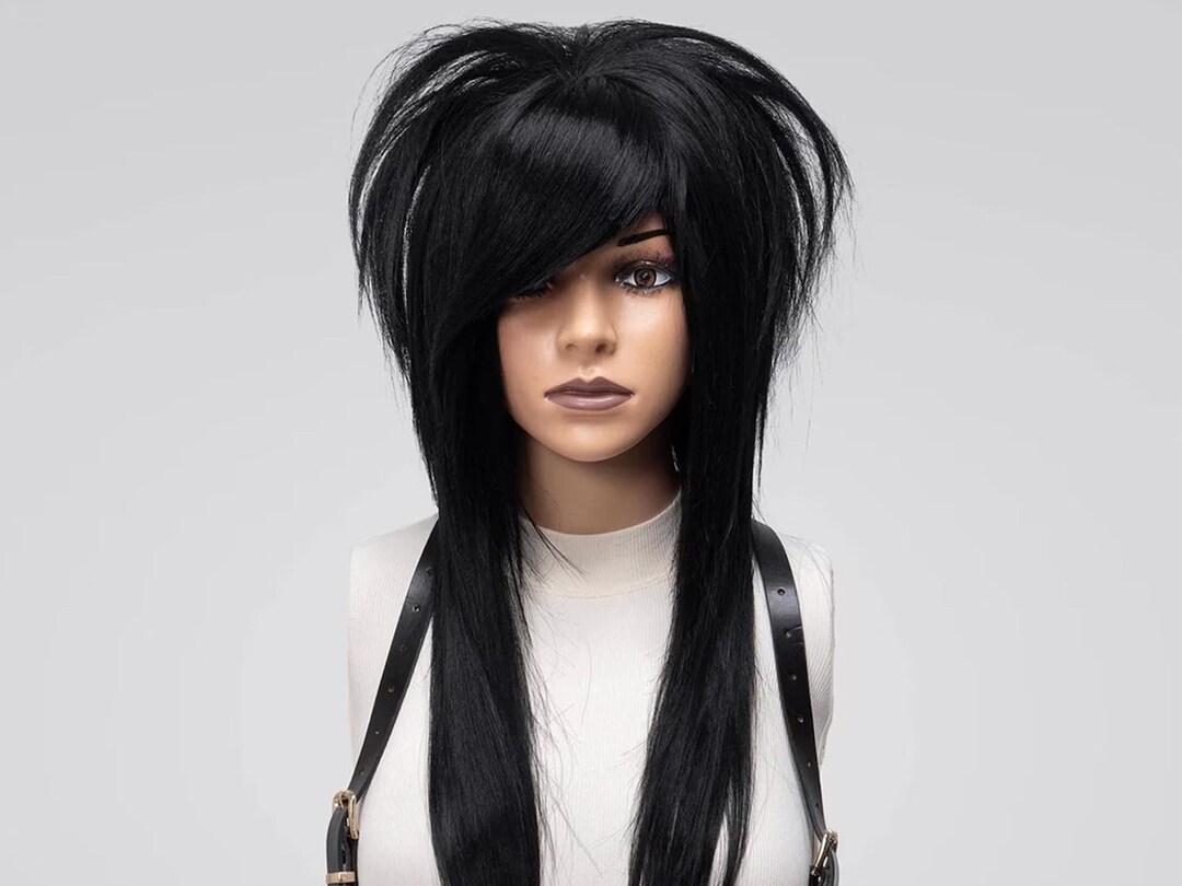 Mens Emo Wig Long, Cloud Wig Black, Goth Wig Scene Hair, Shaggy Wig ...