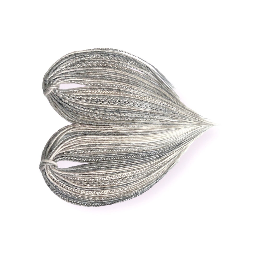 Boho White Single Double Ended Dreads Set, Silver Grey Accent Partial ...