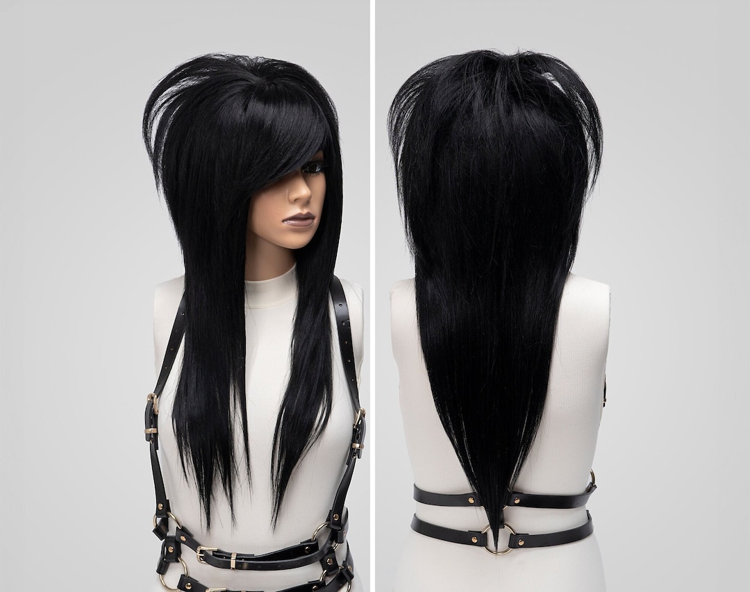 Emo Wig Scene, Cosplay Wig Commission, Jet Black Wig Straight, Bang Wig ...
