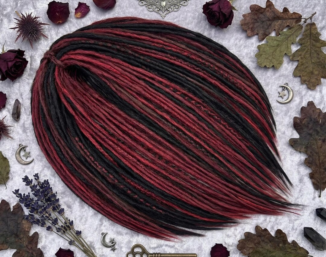 Black Red Dreadlock Extensions – Soft Crochet Dreads With Loose Ends ...