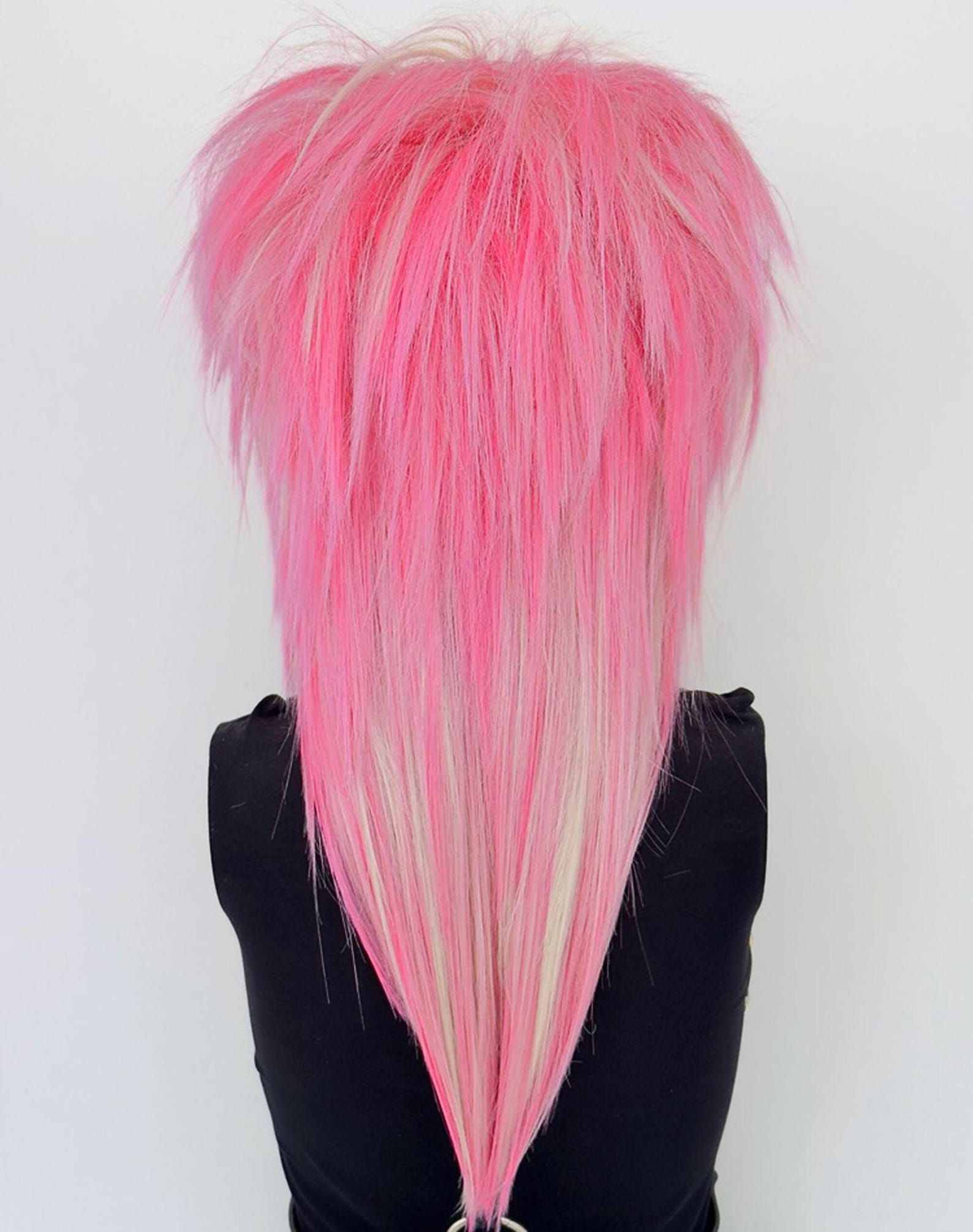 Emo Scene Wig in Blonde With Pink – Layered Cut Wig With Side Bangs for ...