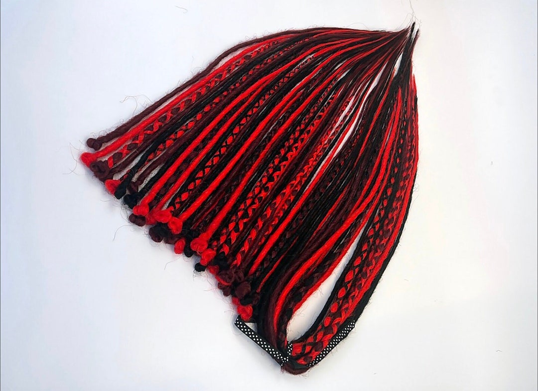 Dreadlocks Red Black Dreads Soft SE Locs Thin DE Dread Locks Handmade ...