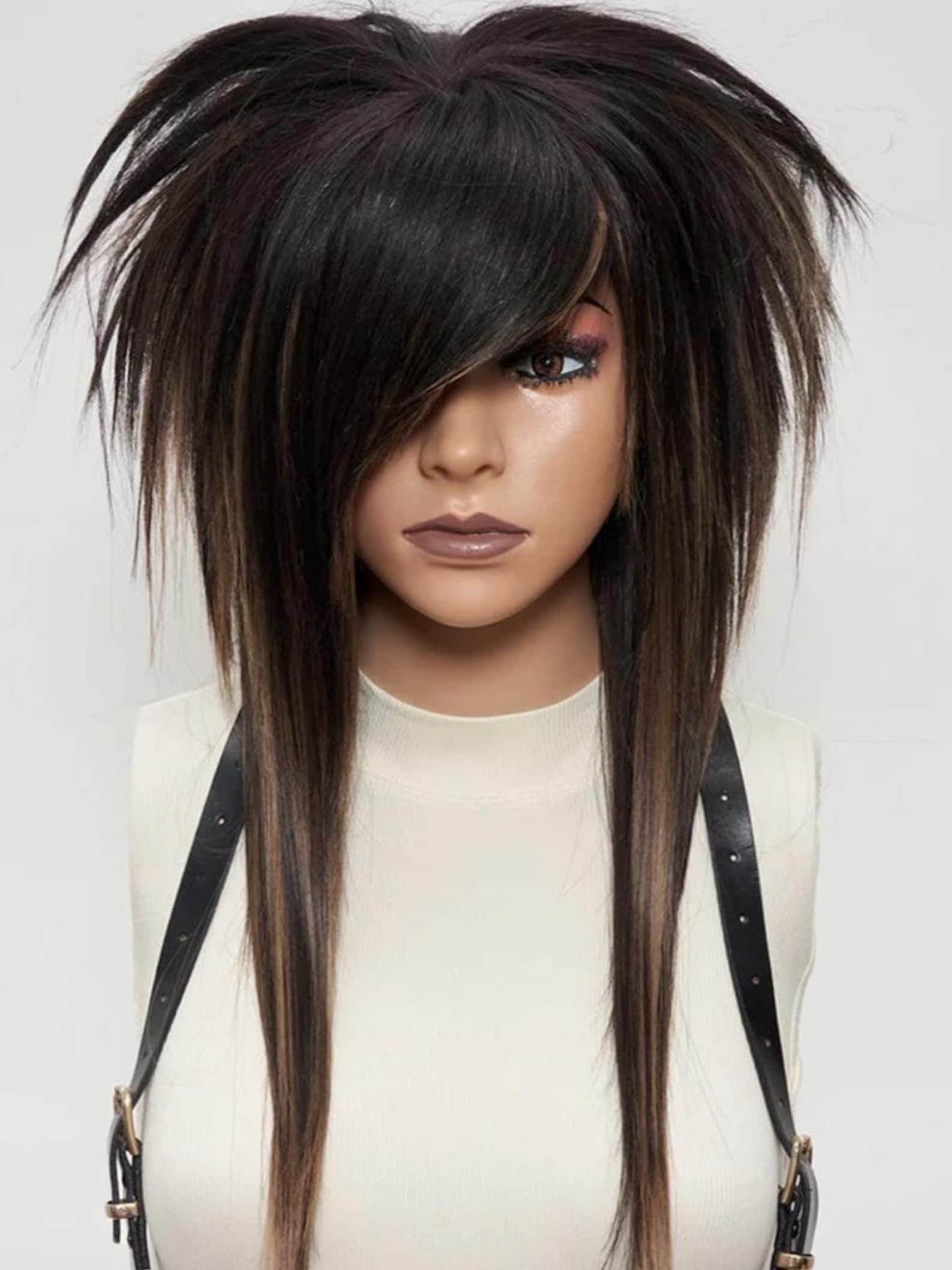 Emo Scene Hair Wig Brown Blond - Spiky Shaggy Layered Hairstyle With ...