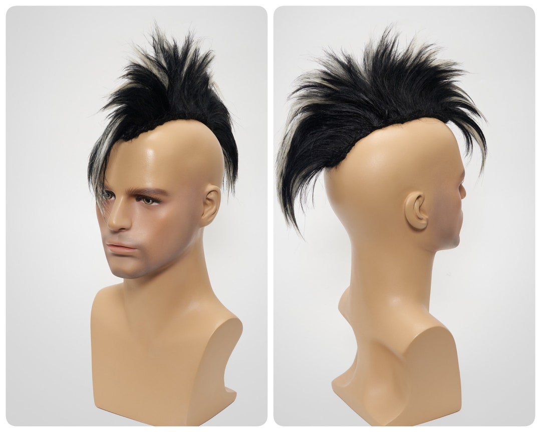 Wig Mohawk Mens Wig Clips Glues Mohican Rockabilly Punk Hairpiece ...