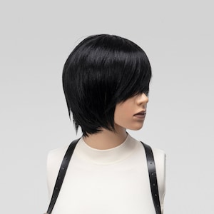Black Wig Human Hair, Emo Wig Scene Kid, Bob Wig Short, Bang Wig Side ...