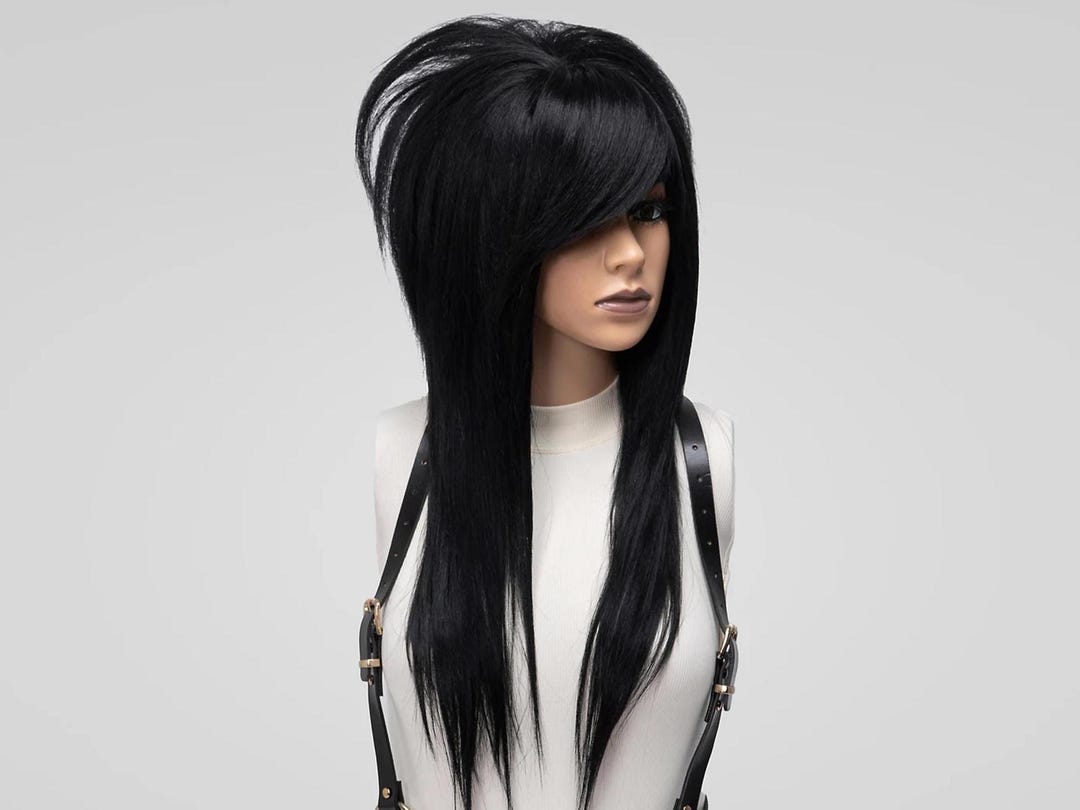 Black Emo Scene Wig With Bangs - Long Layered 360 Full Wig, Straight ...