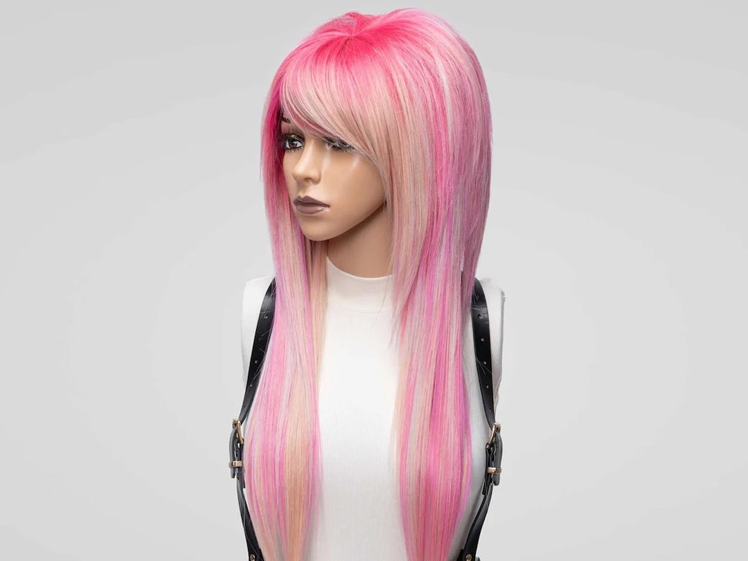 Pastel Pink Cosplay Wig With Side Bangs – Emo Scene Hair for Scenecore ...