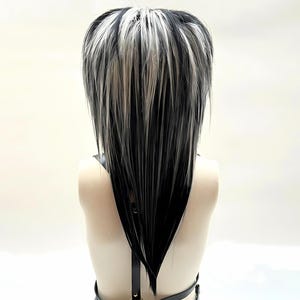 Scene Wig Styled Side Bangs, Black Emo Wig White, Shaggy Wig Layered ...