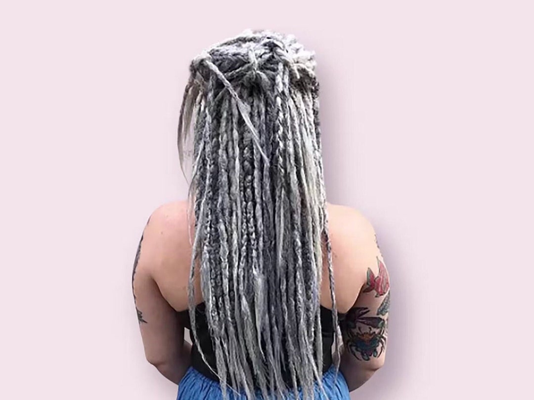 Gray Dread Locks Extensions, Silver Dread White, Single End Dread ...