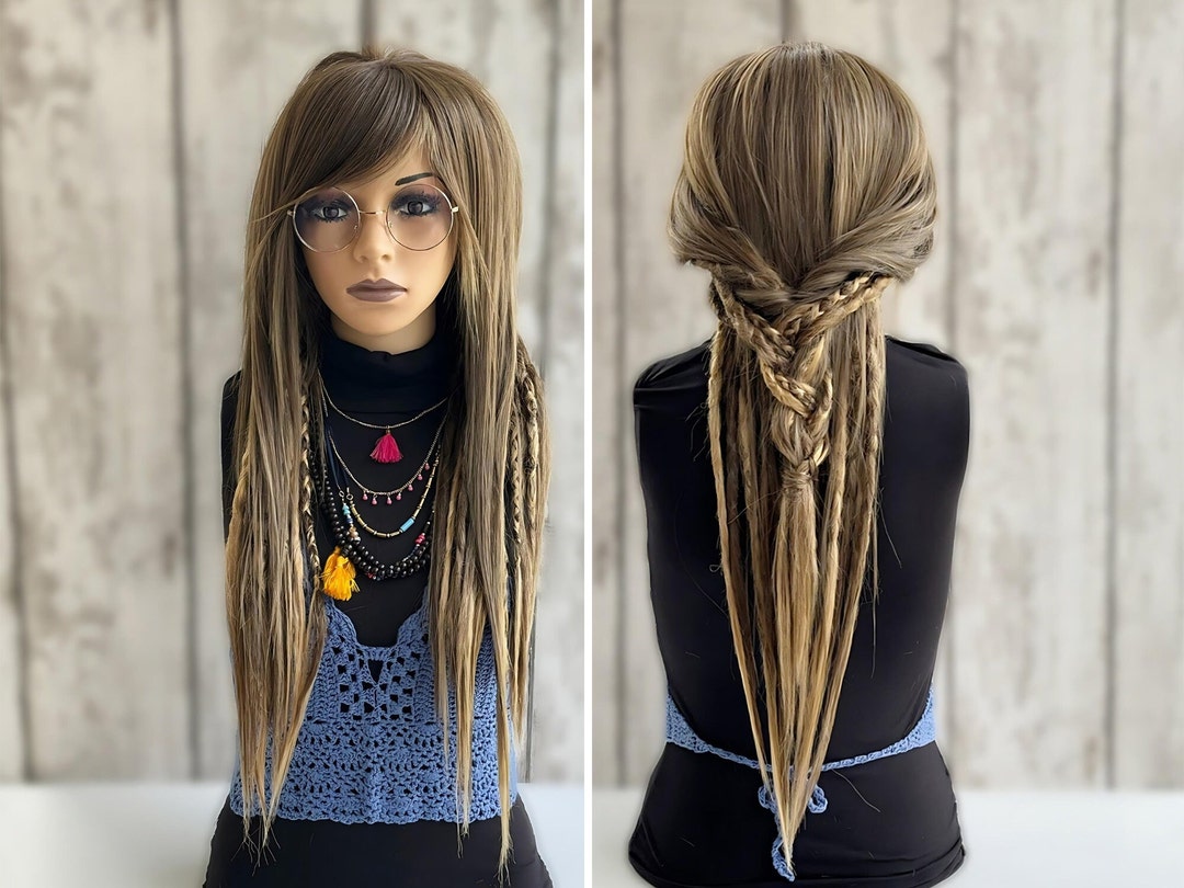 Dread Lock Wig With Partial Brown Blond Dreadlock, Glueless Long Boho ...