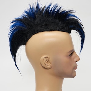 Feather Mohawk Wig, Spike Mohawk Warrior, Black Mohawk Blue, Drag ...