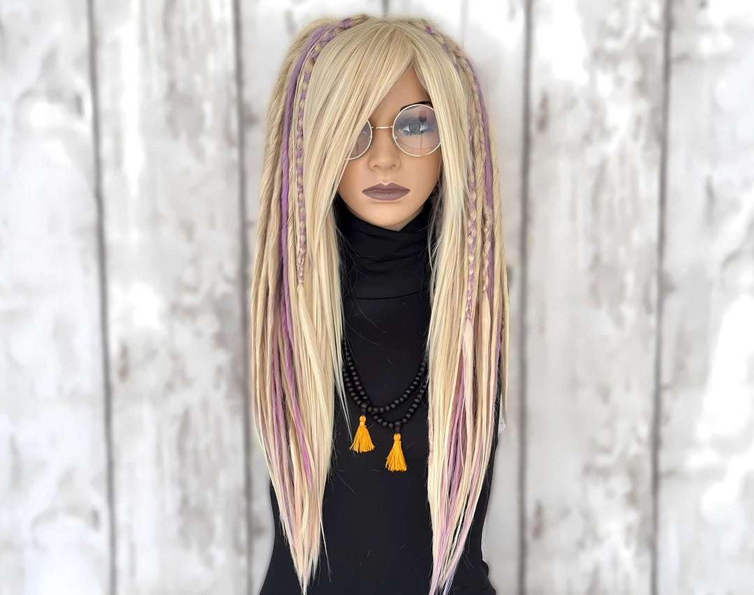 Faux Locs Wig Blond Pastel, Synthetic Dread Locks Wig for Bohemian Boho ...