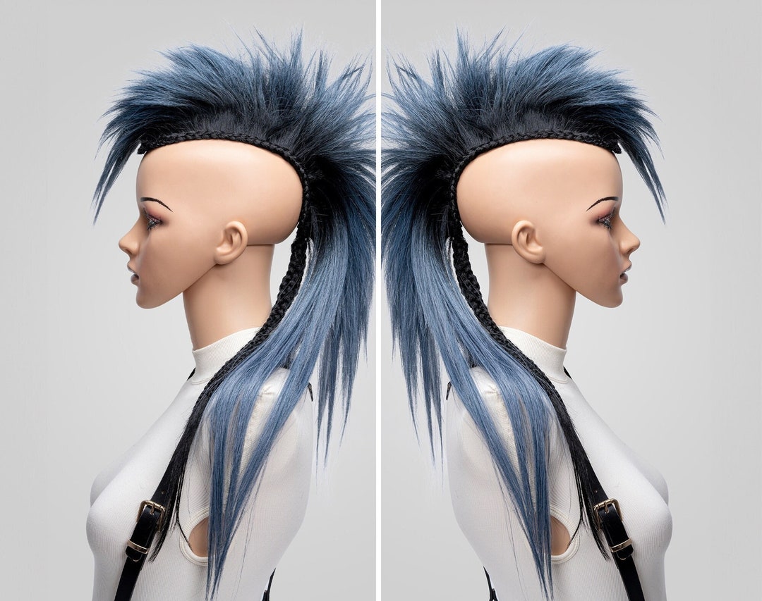 Cyberpunk Headpiece Mohawk Wigs, Drag Wig Costume, Cybergoth Headpiece ...
