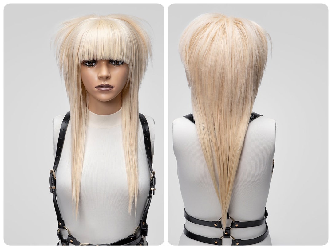 Wigs Blonde Mullet Wig Wolf Cut Wigs Bangs Spiky Wig Trend Fashion Wigs ...