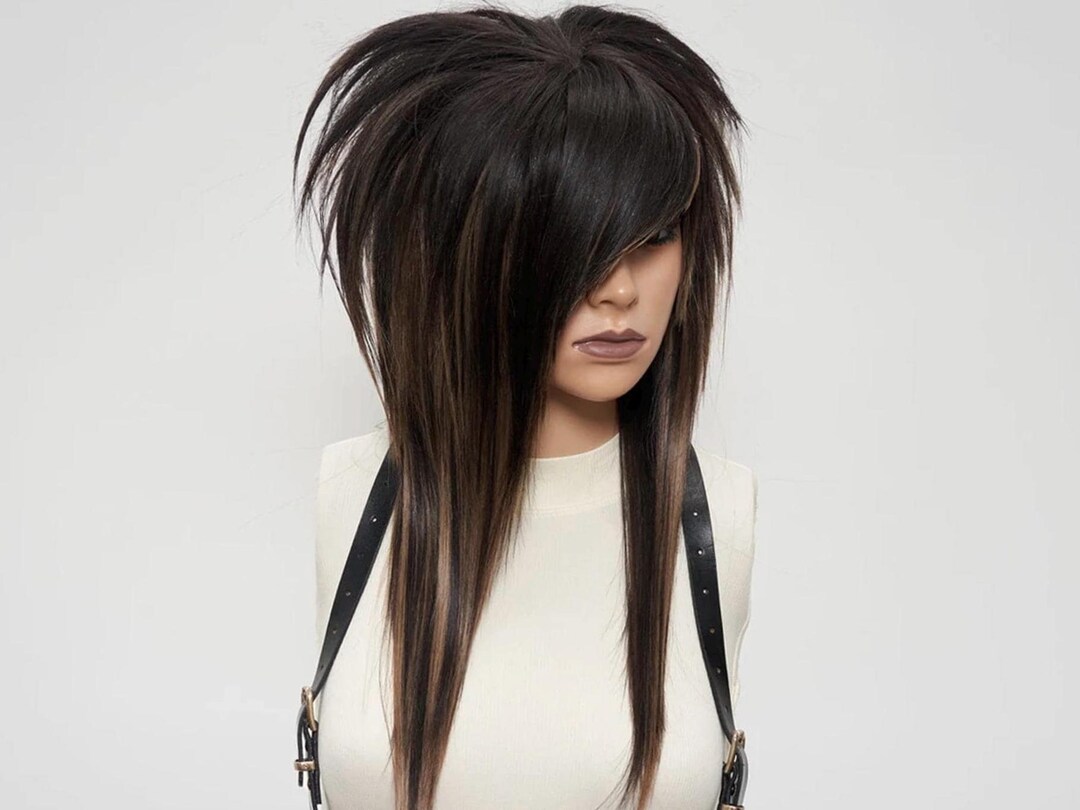 Emo Scene Hair Wig Brown Blond - Spiky Shaggy Layered Hairstyle With ...