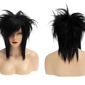 Human Hair Long Black EMO Wig Unisex One Size. - Etsy