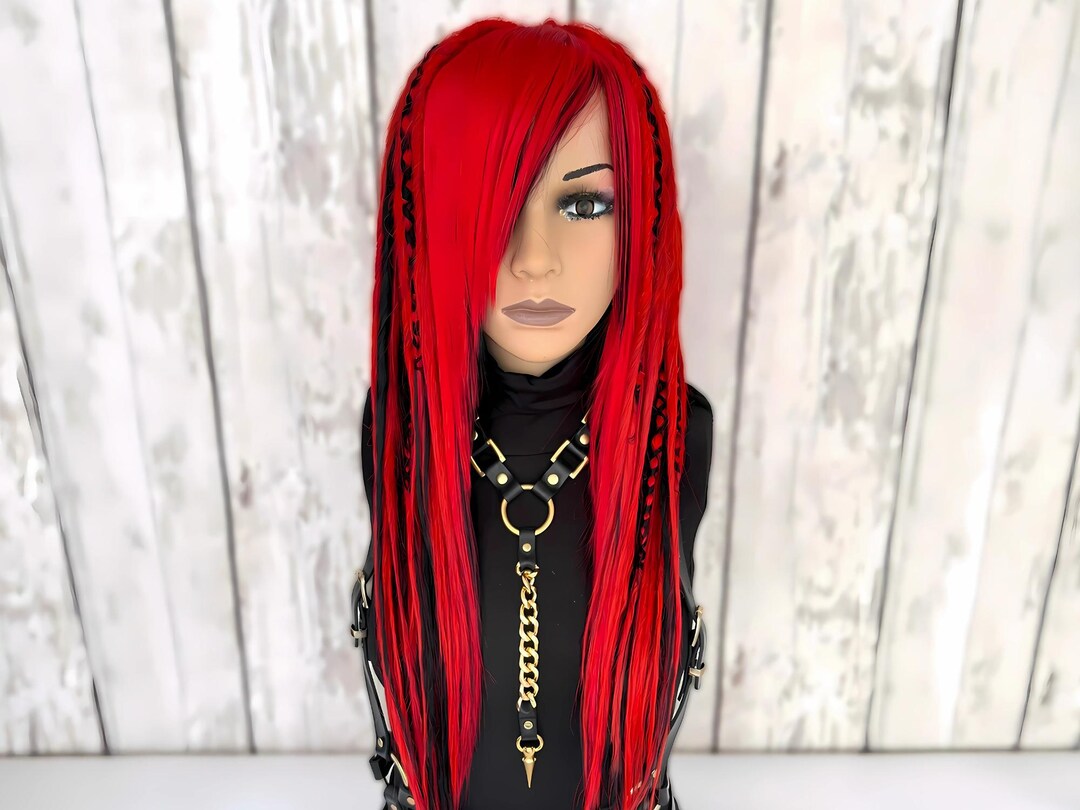 Red Dread Locs Wig Black, Men Dreadlocks Wig Women, Alternative Wig ...