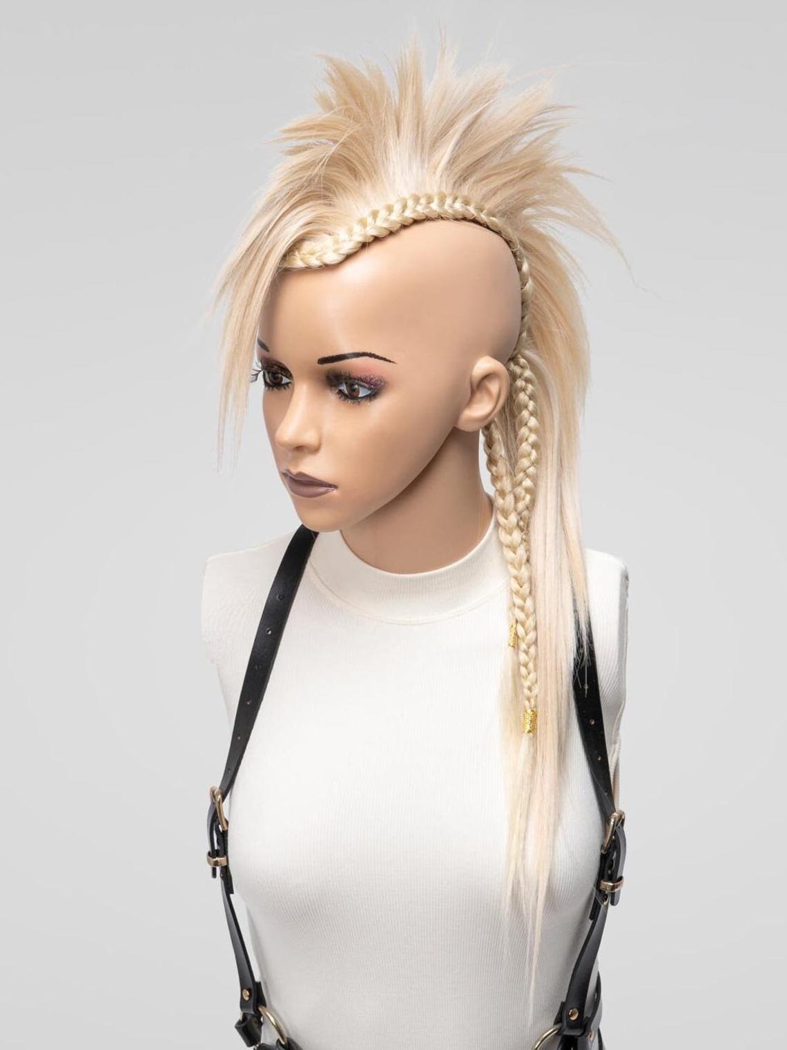 Feather Mohawk Wig, Spike Mohawk Warrior, Goth Wig Punk, Halloween ...