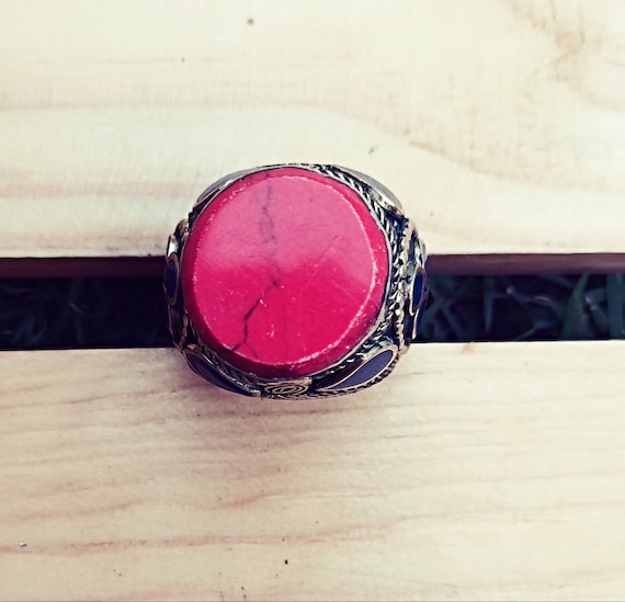 Kazakh Ring Antique Ring Red Coral Ring Afghan Kuchi Ring | Etsy