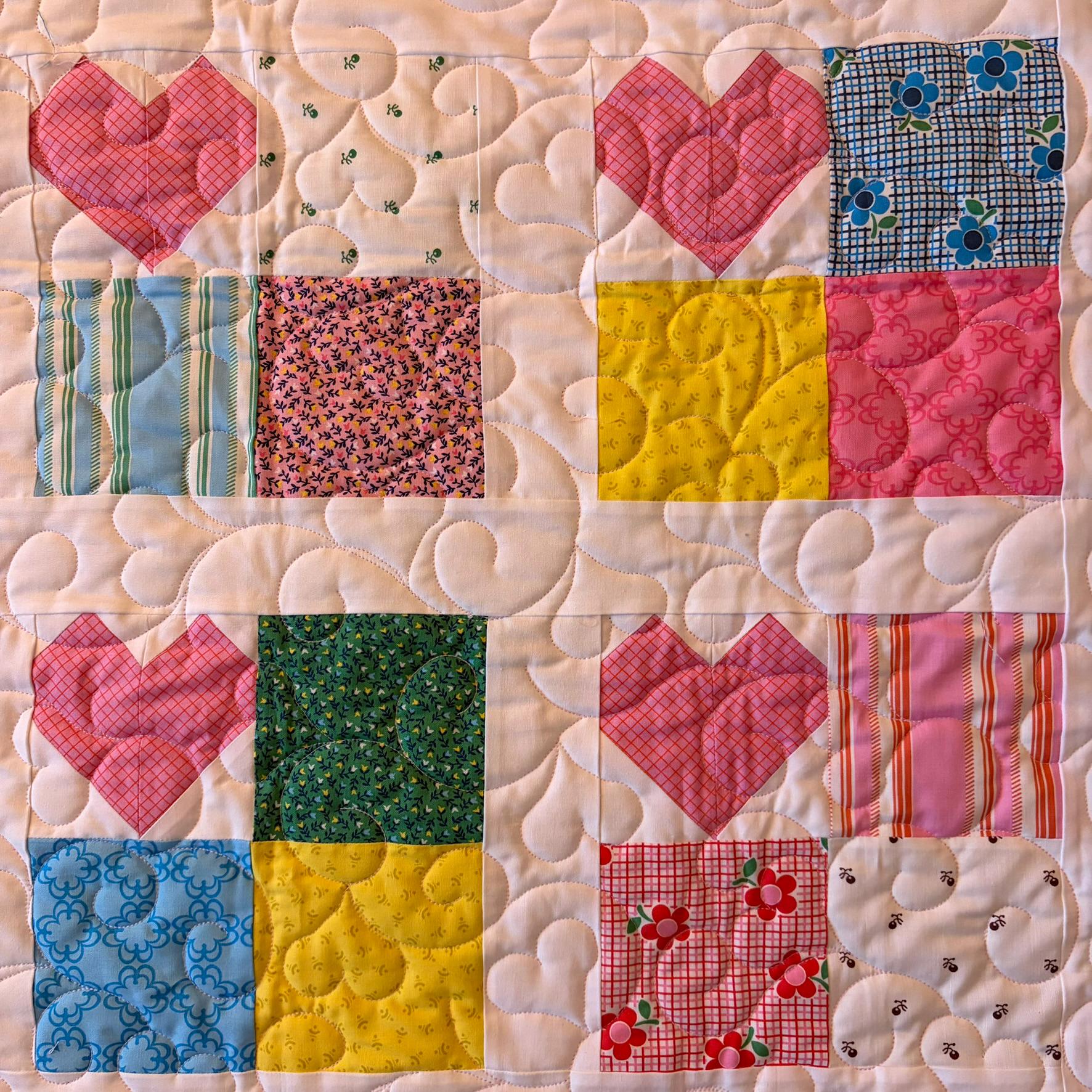 Hearts and Squares Baby Girl Quilt - Etsy