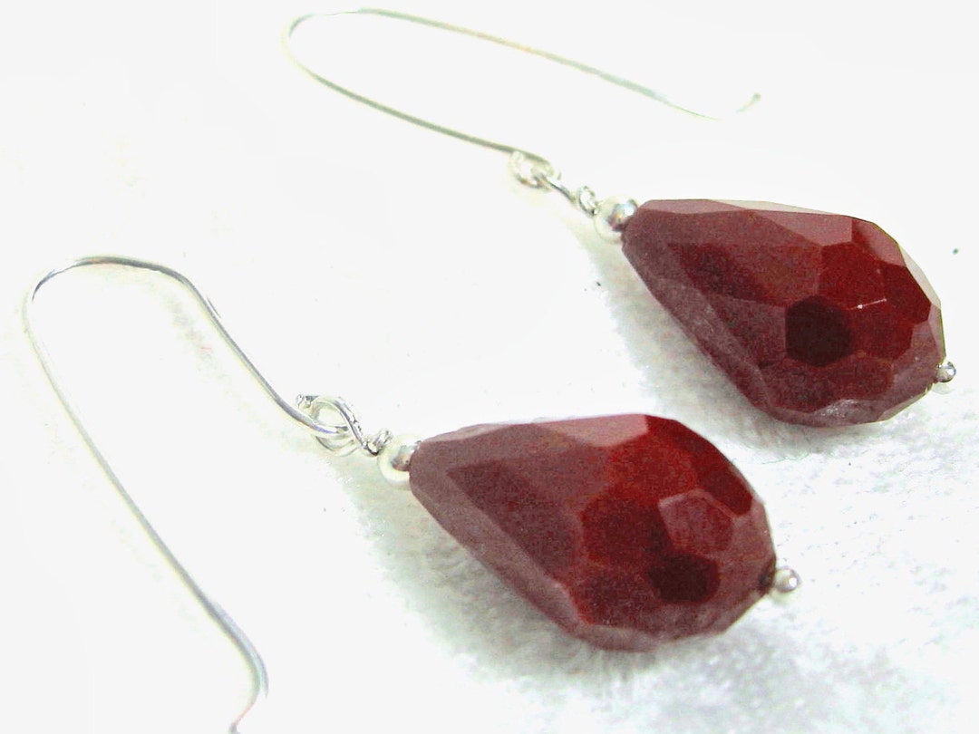 Ruby Earrings, Ruby Quartz Earrings lab Solid 935 Sterling Silver ...