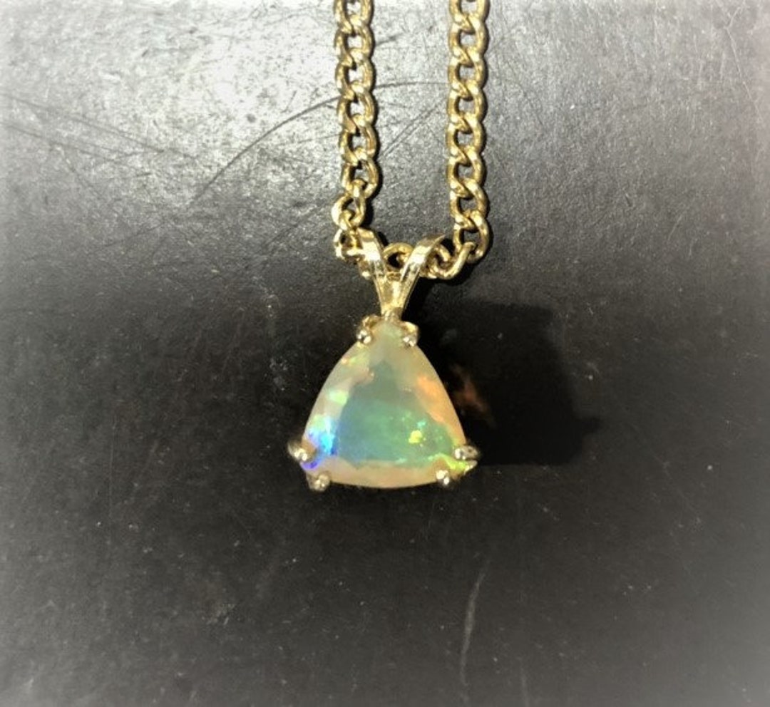 10mm Opal Pendant, Opal Triangle Pendant, Opal Trillion Pendant, 14 Kt ...