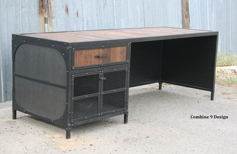 Modern Industrial L Shaped Desk. Steel and Reclaimed Wood Desk - Etsy