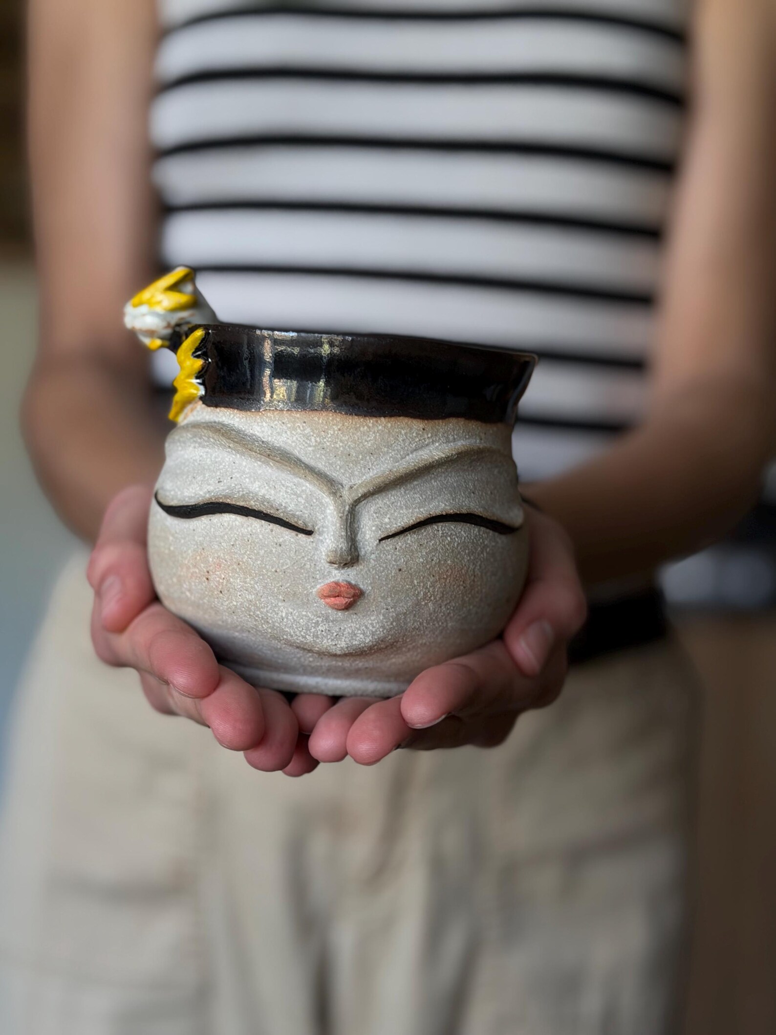 Handmade Storm Cup, Goblet: Lightning Face, Sculpted Pottery - Etsy