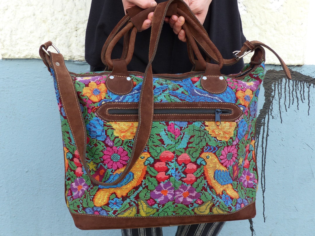 Bolso De Fin De Semana Flower Power, Bolso Huipil, Bolso Boho, Bolso Guatemalteco Para Pasar La ...