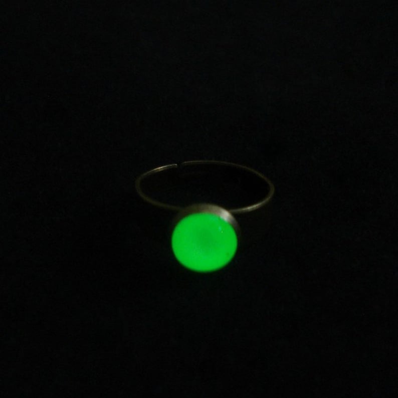 Yellow Glow in the Dark Ring Antique Brass glows Yellowish Green - Etsy