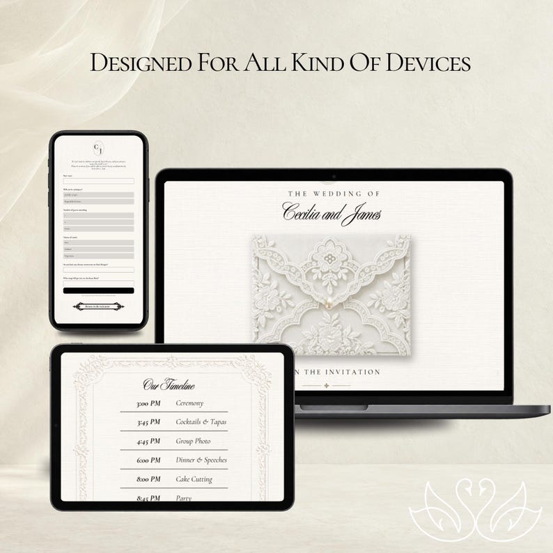 Wedding Website Template for Canva With RSVP, Ivory Lace Digital ...