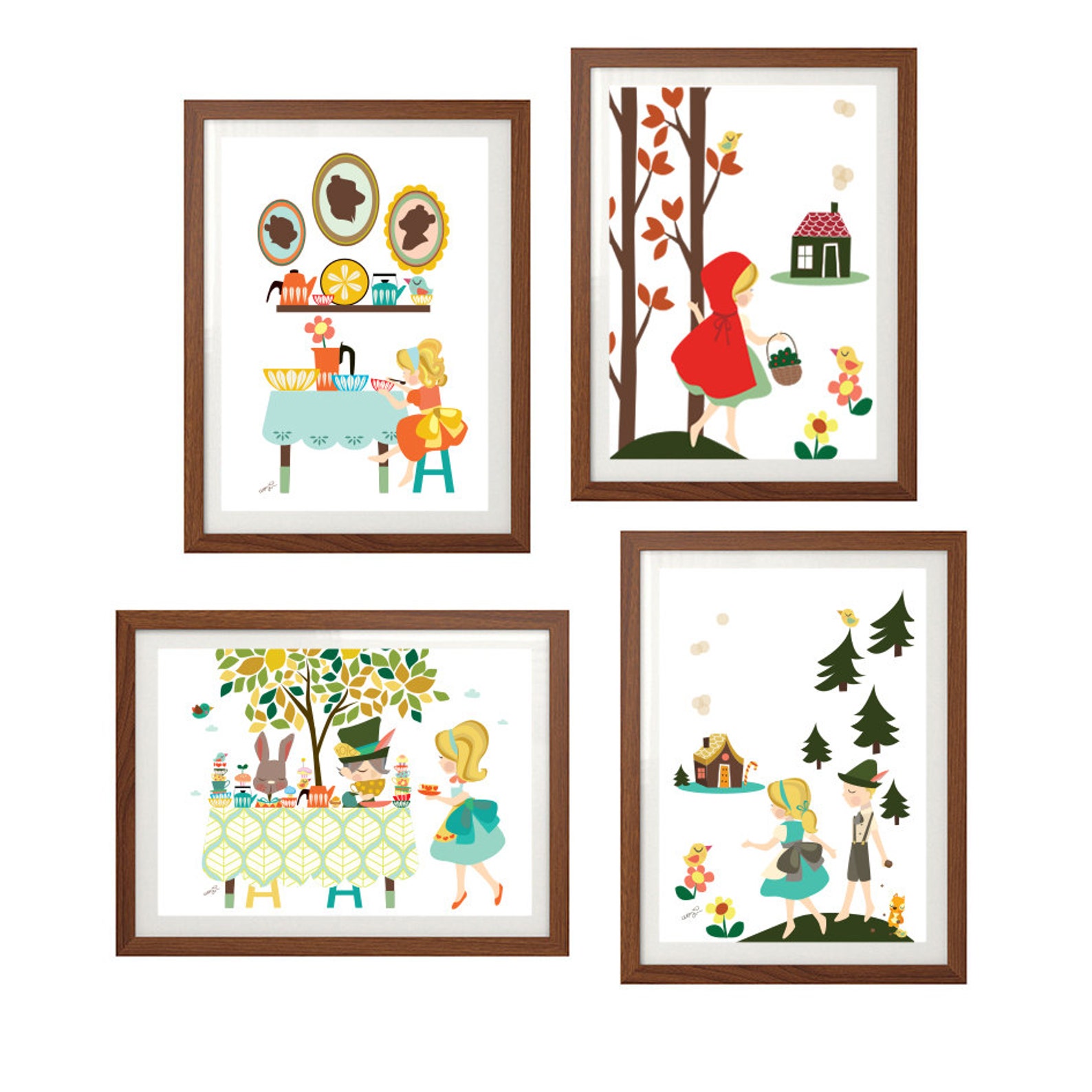 FAIRY TALE Set of Four Posters : Modern Illustration - Etsy
