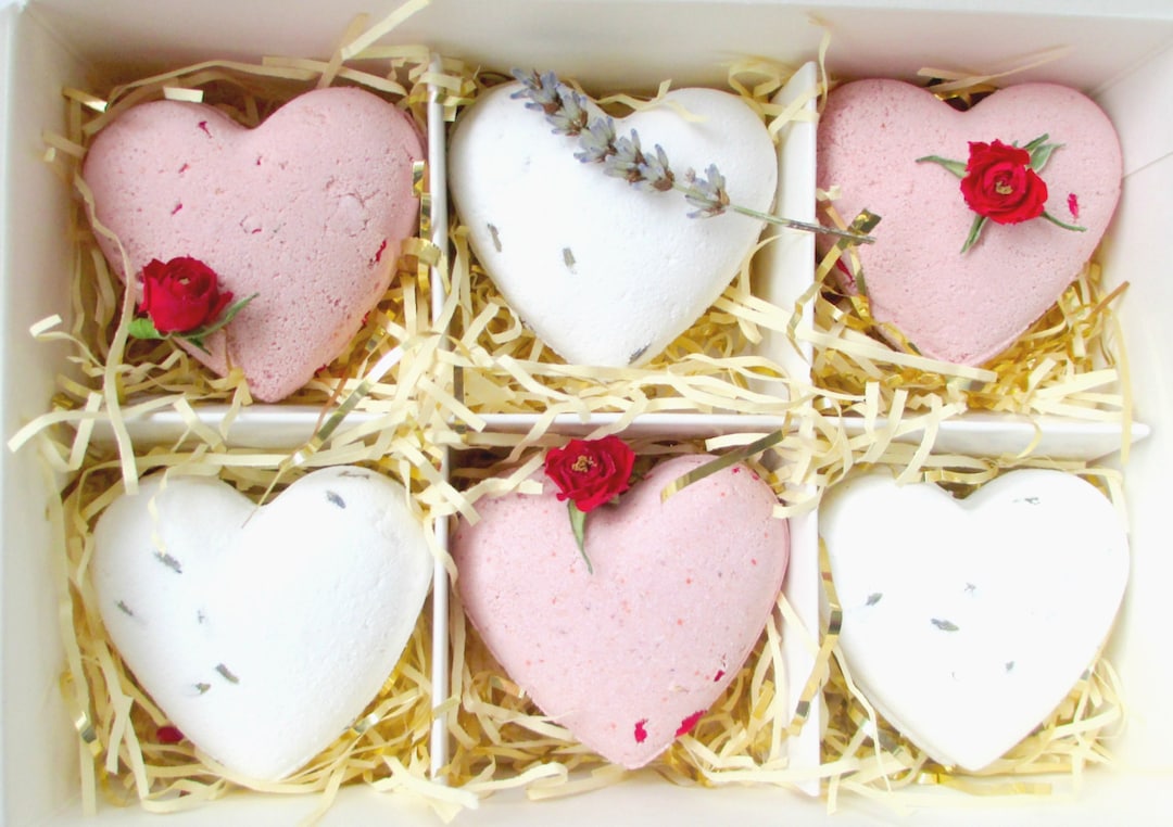 Heart Bath Bomb Gift Set, Hearts Rose/lavender - Etsy