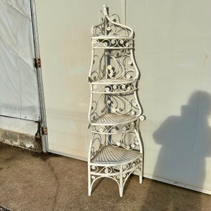 Shelves - 1960s White Wicker Corner What Not Shelf Stand - Etsy