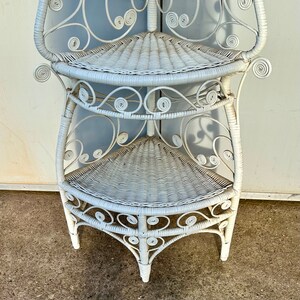 Shelves - 1960s White Wicker Corner What Not Shelf Stand - Etsy