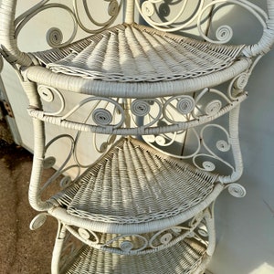 Shelves - 1960s White Wicker Corner What Not Shelf Stand - Etsy