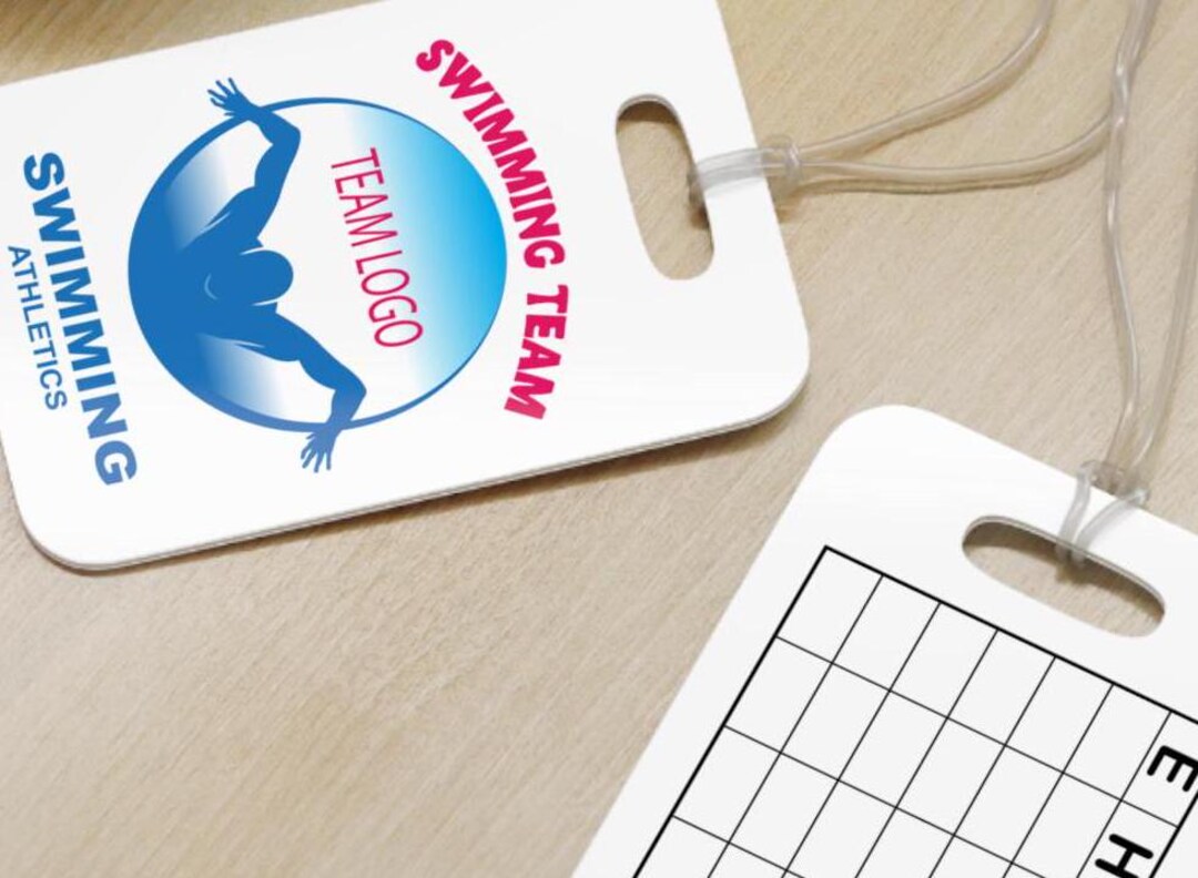 Custom Swim Team With Logo Reusable Swim Meet Heat Tags - Etsy